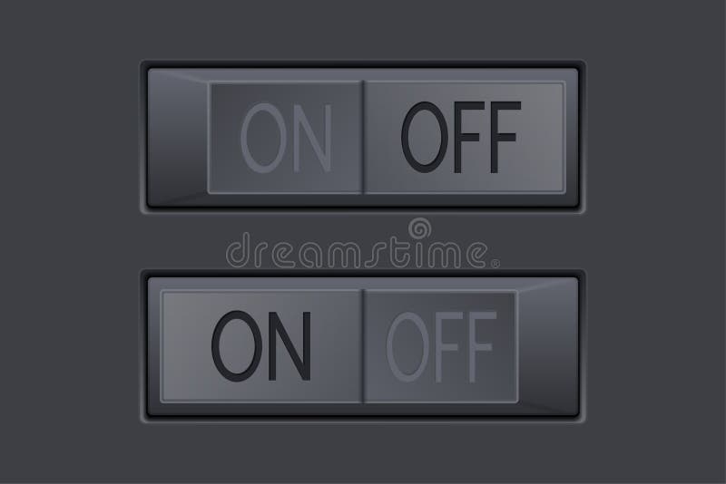 On and Off Toggle Switch Buttons. Black 3d Icons Stock Vector ... On and Off Toggle Switch Buttons. Black 3d Icons Stock Vector ...