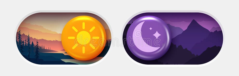 On and Off Toggle Switch Buttons. Dark Mode and Light Mode. Material ...