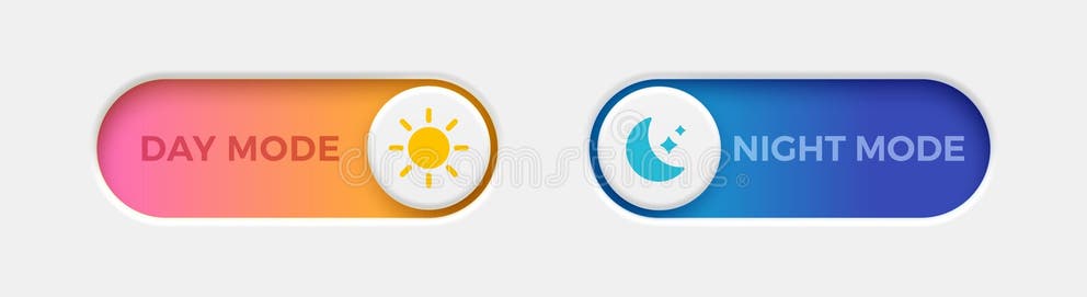 On and Off Toggle Switch Buttons. Day and Night Mode Switch Button ...