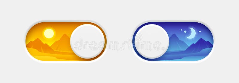 On and Off Toggle Switch Buttons. Day and Night Mode Switch Button ...