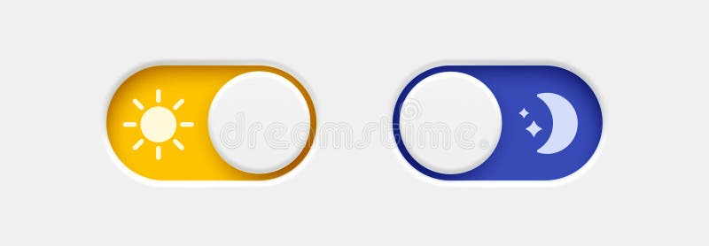 On and Off Toggle Switch Buttons. Day and Night Mode Switch Button ...