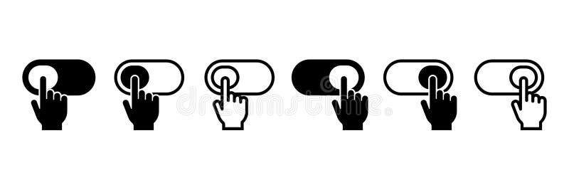 On and Off Toggle Switch Buttons. Finger on Switches Vector Icons. Hand ...