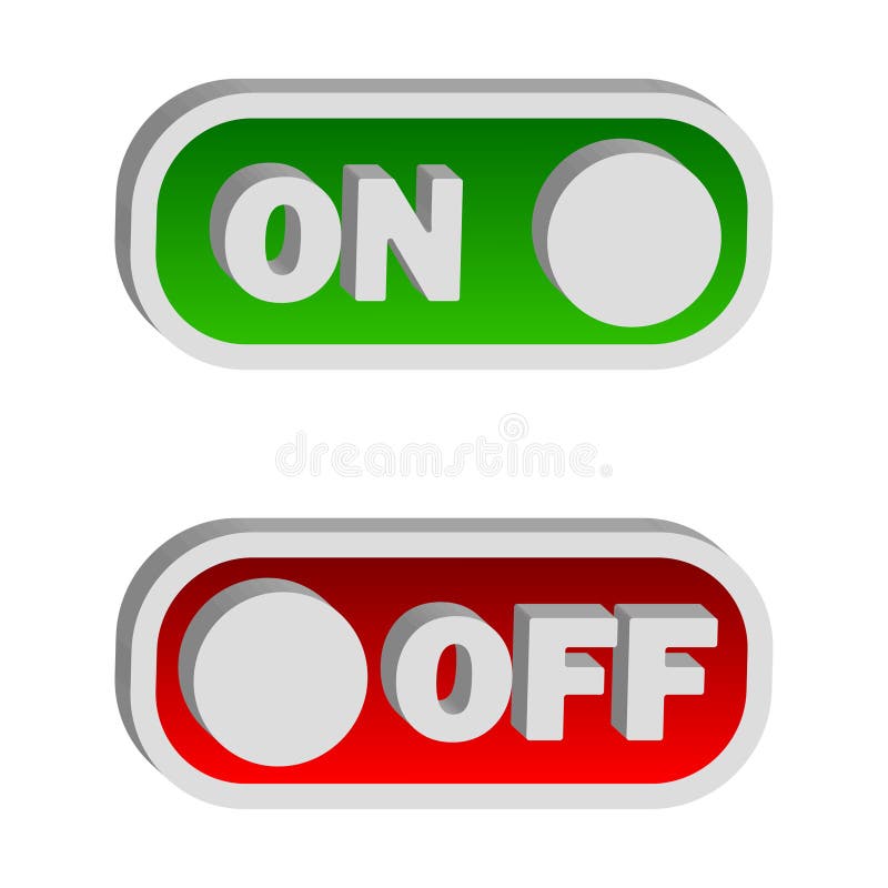 On and Off Toggle Switch Buttons with Lettering Modern Devices. User ...