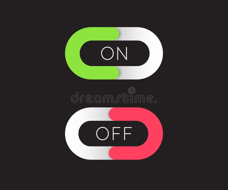 On and Off Toggle Switch Buttons Modern Devices User Interface Vector ...