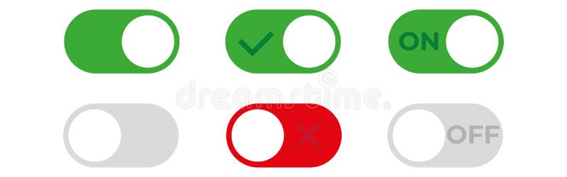 On and Off Toggle Switch Buttons. Material Design Switch Buttons Set ...
