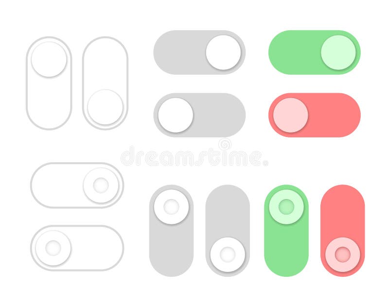 On and Off Toggle Switch Buttons Set. Flat Style Stock Vector ...