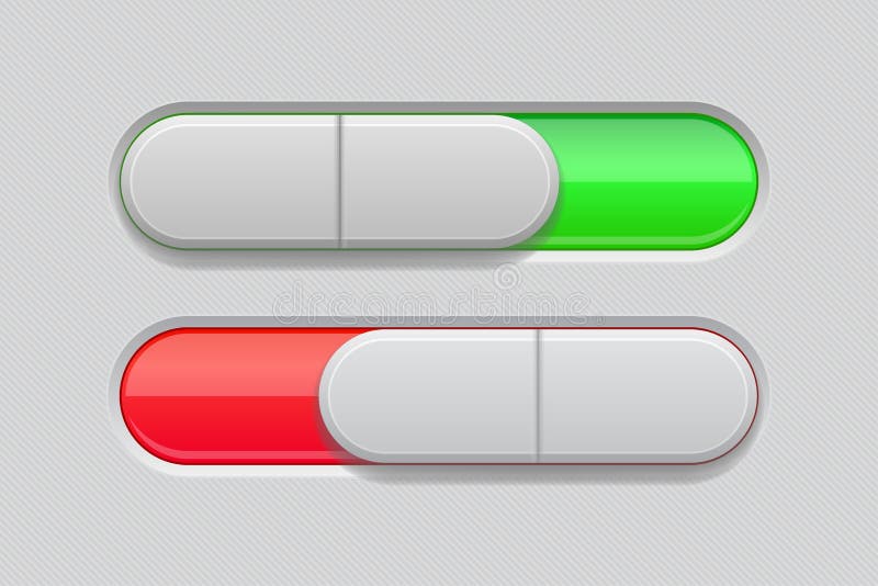 On and Off Toggle Switch Buttons. Slider Red and Green 3d Icons Stock ...