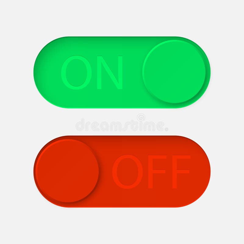 On and Off Toggle Switch Buttons. Vector Illustration Stock Vector ...