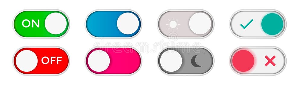 On and Off Web Buttons Design Collection. Vector Illustration Stock ...