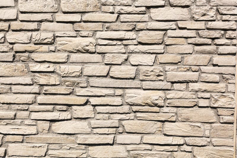Off White Brick Stone Wall, Different Size Bricks Stock Image - Image ...