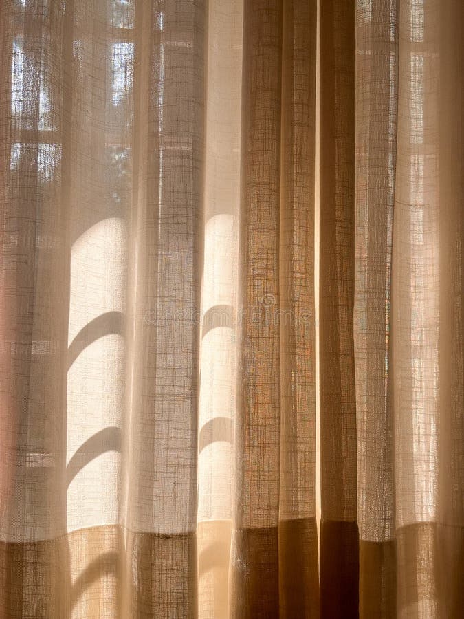 A Off White Curtain with a Pattern of Lines and Dots Stock Image ...
