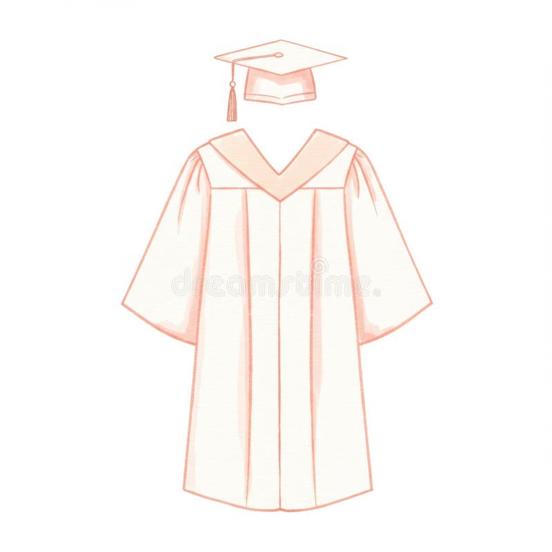 Off White Graduation Gown and Cap Illustration Stock Illustration ...