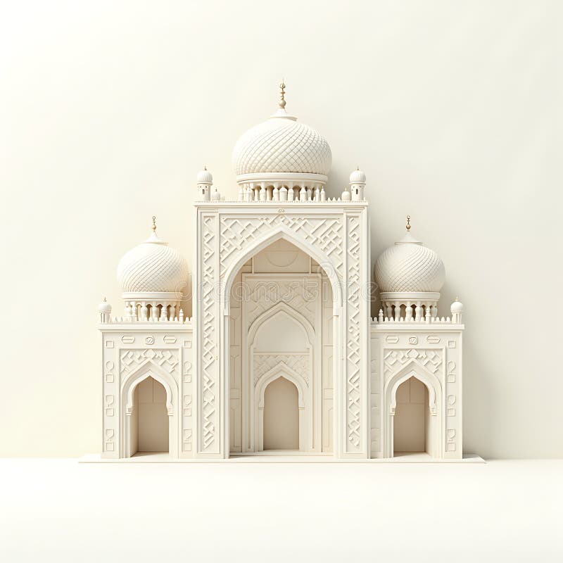 Off White Islamic Architecture 3d Element Stock Illustration ...
