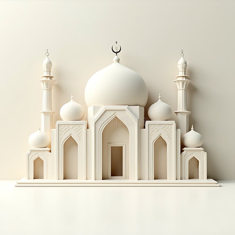 Off White Islamic Architecture 3d Element Stock Illustration ...