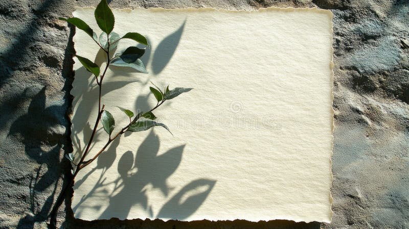 Off White Paper Texture with Plant Shadow and Branch Stock Illustration ...