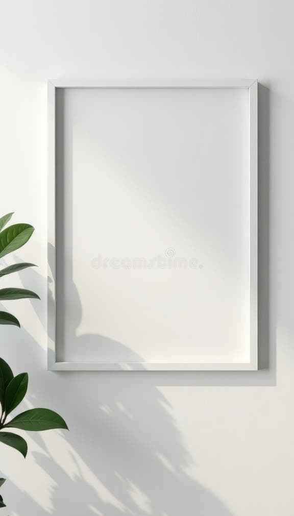 Off White Picture Frame Subtly Angled on White Wall , Interior ...