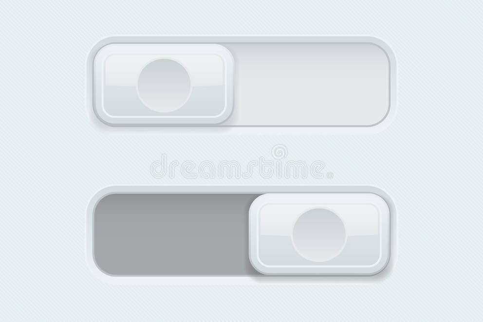 On and Off White Plastic Slider Buttons Stock Vector - Illustration of ...