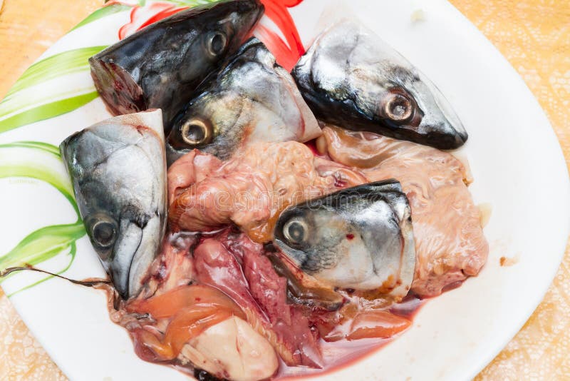 Offal, Waste from Fish in a Plate Stock Image - Image of garbage ...