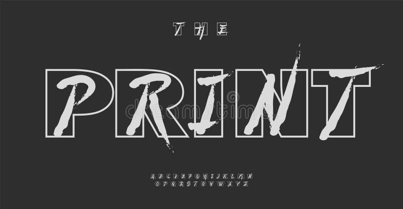 Offbeat Duplicative Alphabet, Bold Outline Contour Outside and Script ...