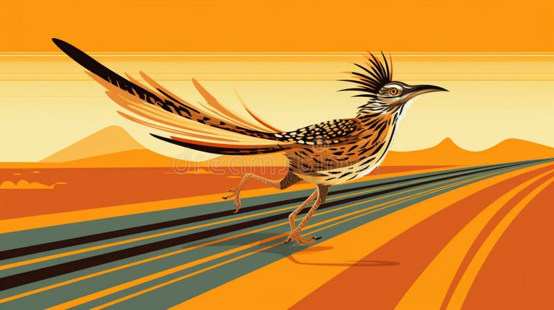 An Offbeat Roadrunner Sprinting with Exaggerated Speed Lines Stock ...