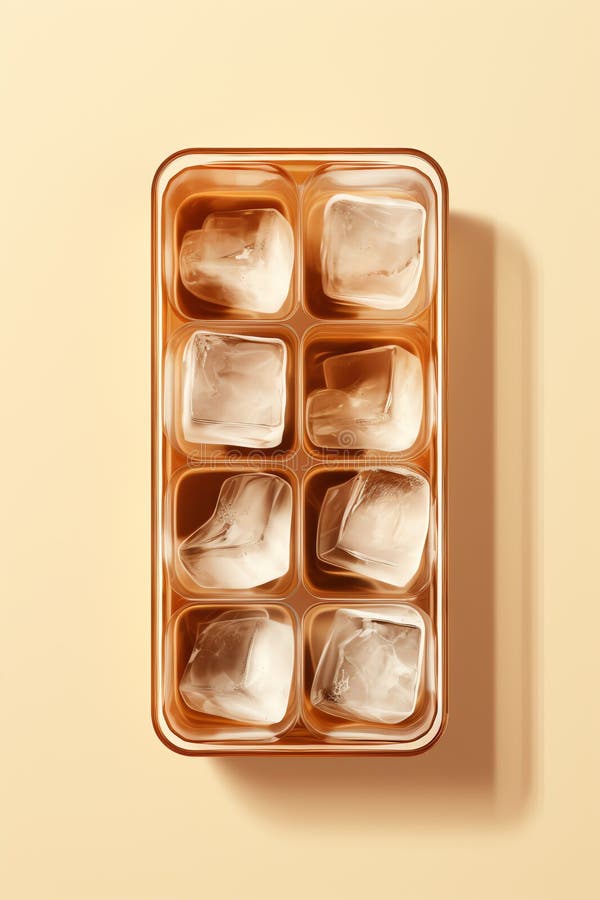 Offee Filled Ice Cube Tray Ad with Copy Space on Beige Background Stock ...