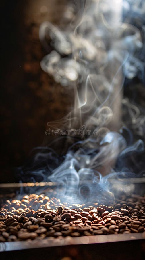 Offee Roasting Process: Beans and Aromatic Smoke, Fresh Roast: Coffee ...