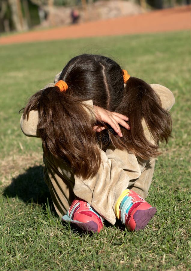 The Offended Girl in Park on a Grass Stock Image - Image of insult ...