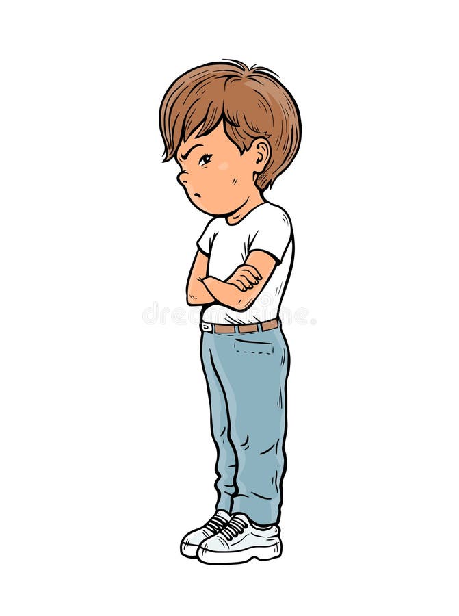 Offended Little Boy in a Stubborn Pose Stock Illustration ...