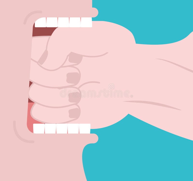 Offener Mund Der Bissfaust Und Faust Vector Illustration Vektor ...