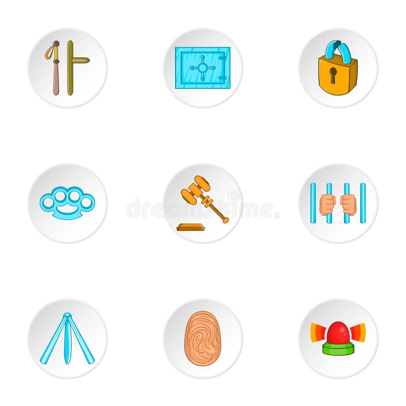 Offense Icons Set, Cartoon Style Stock Vector - Illustration of offense ...