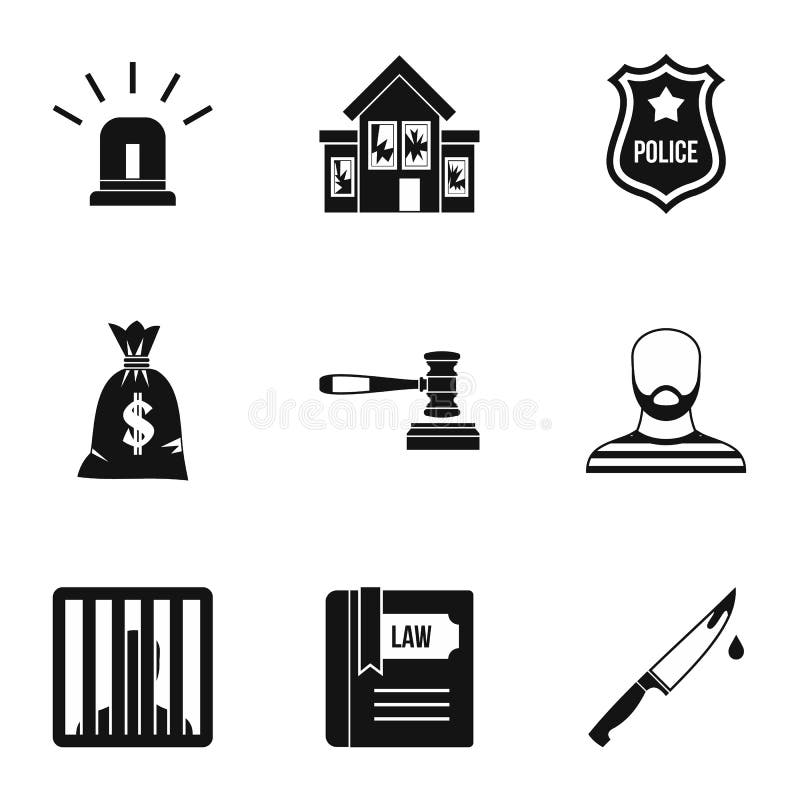 Offense Icons Set, Simple Style Stock Vector - Illustration of ...