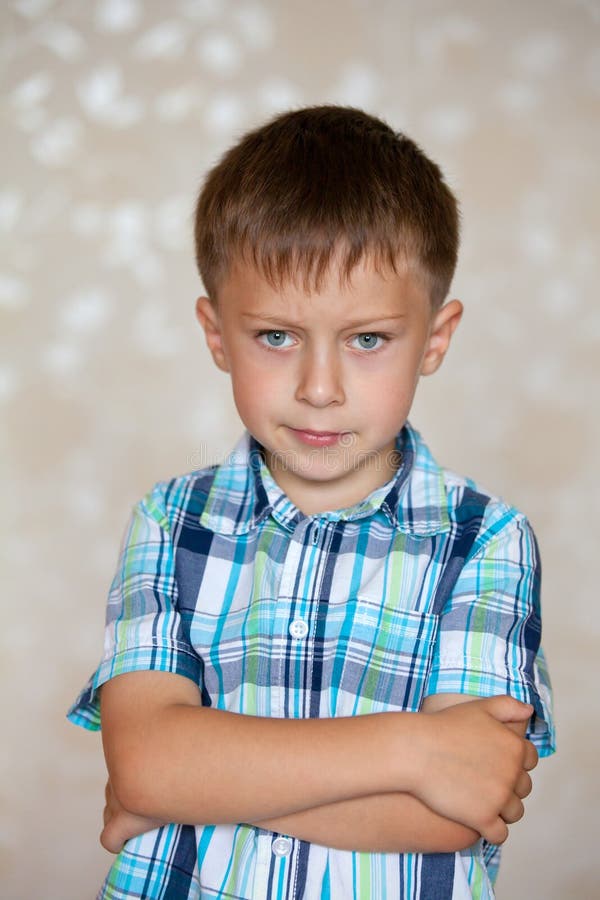 Offense of little boy stock image. Image of pout, infancy - 31373327