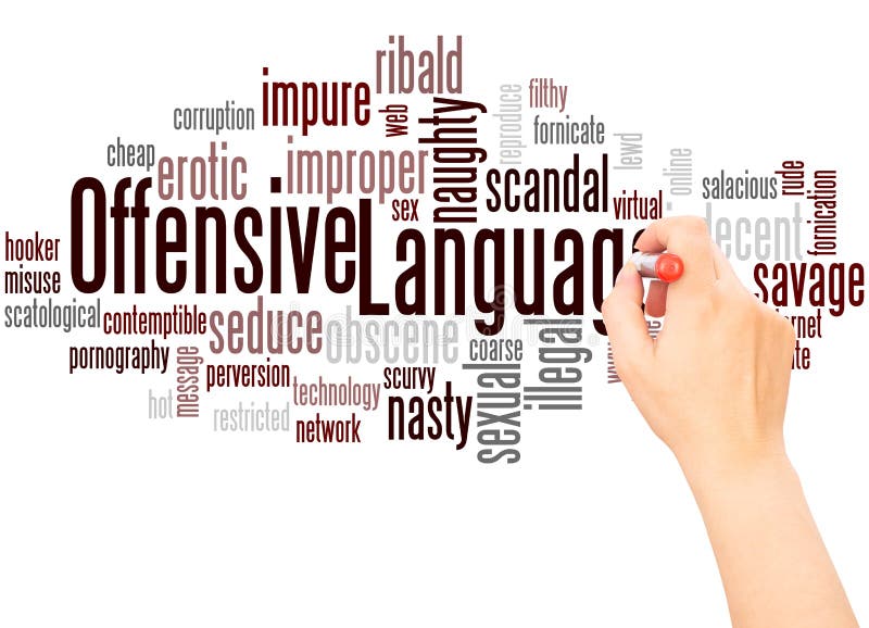 Offensive Language Word Cloud and Hand with Marker Concept Stock Photo ...