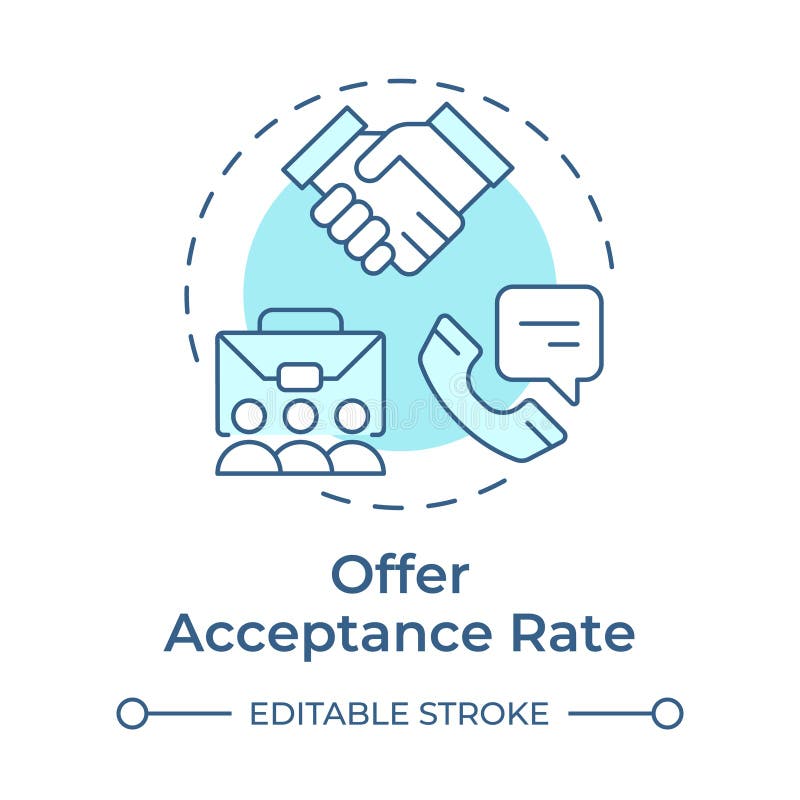 Offer Acceptance Rate Soft Blue Concept Icon Stock Illustration - Illustration of employer ...