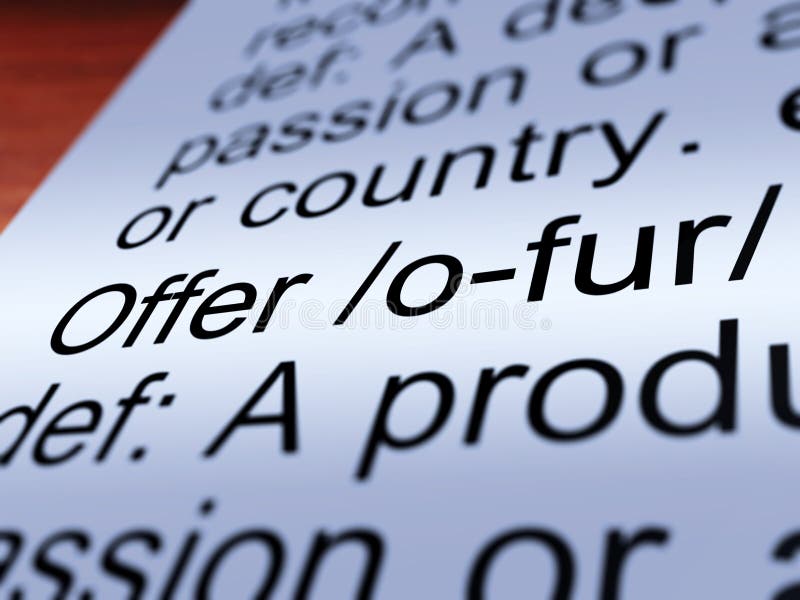 Offer Definition Closeup Showing Discounts Stock Illustration ...