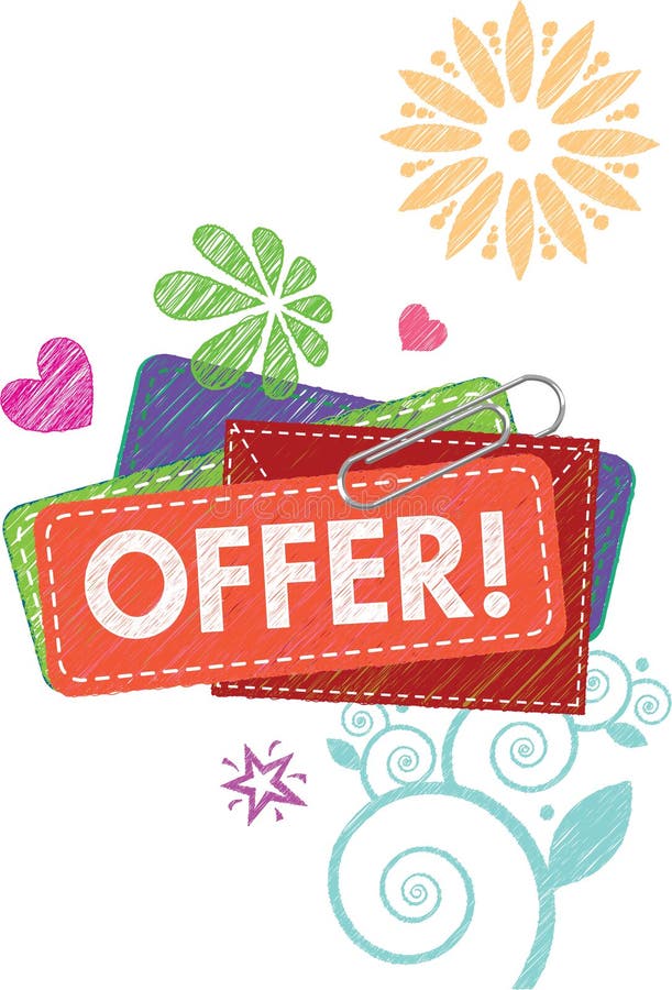 Offer label stock vector. Illustration of blue, paperclip - 17706947