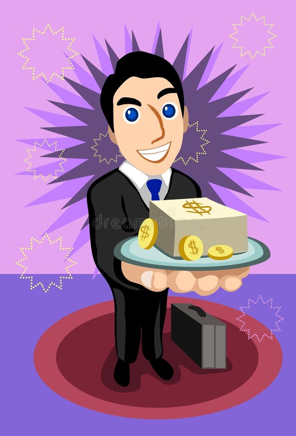Offer Money on a Platter stock illustration. Illustration of money ...