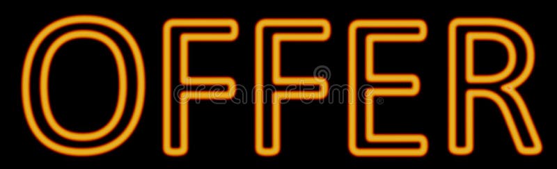 Offer neon sign stock illustration. Illustration of letter - 115932844