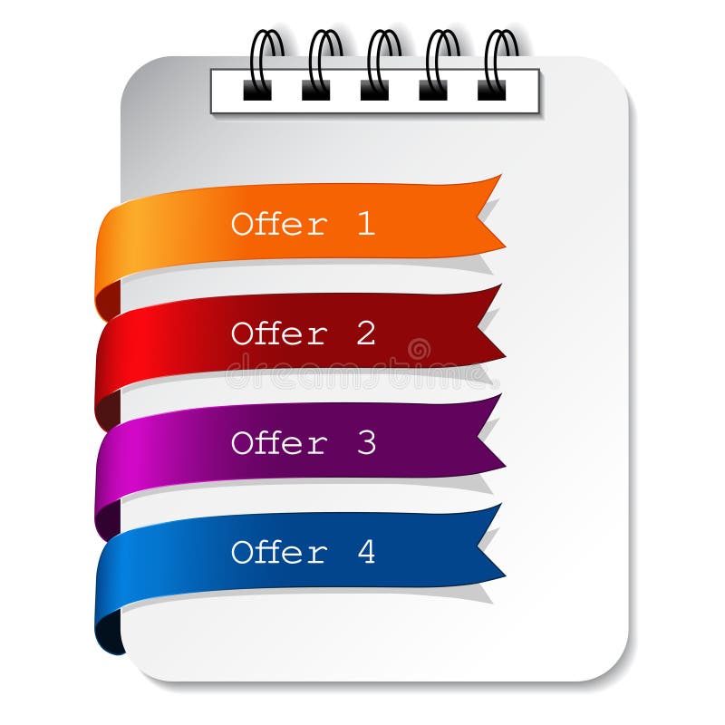 Offer Paper Labels on the Notebook Stock Vector - Illustration of badge ...