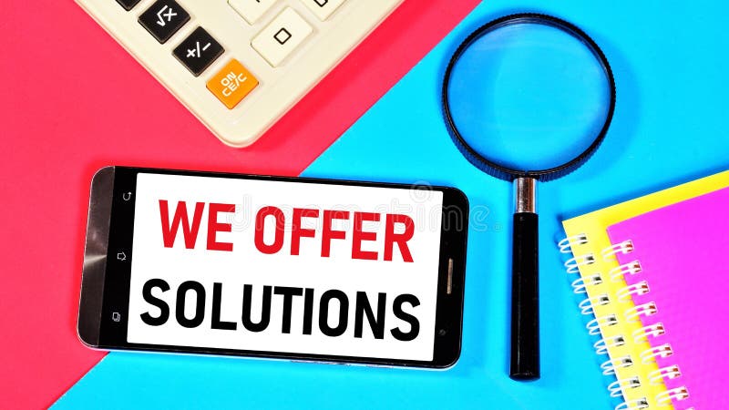 We Offer Solutions is Shown Using the Text Stock Image - Image of ...