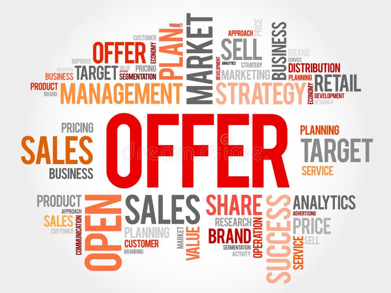 Offer word cloud collage stock illustration. Illustration of agency ...