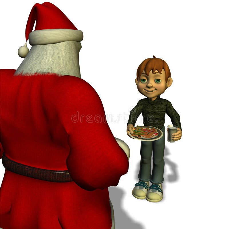 Offering Cookies and Milk To Santa Stock Illustration - Illustration of ...