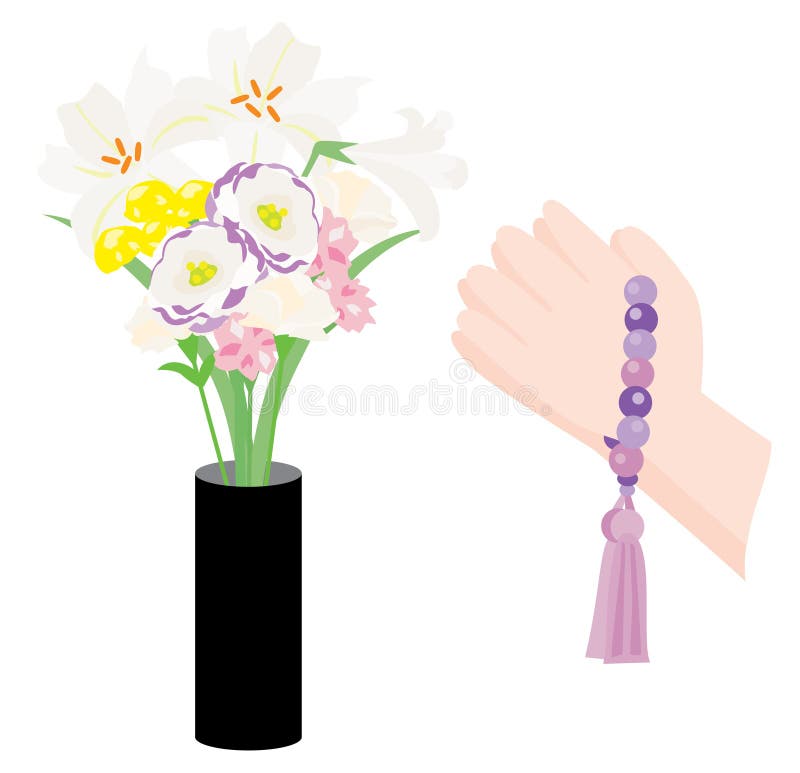The Offering Flower and Joining Hands of the Buddhism. Stock Vector ...
