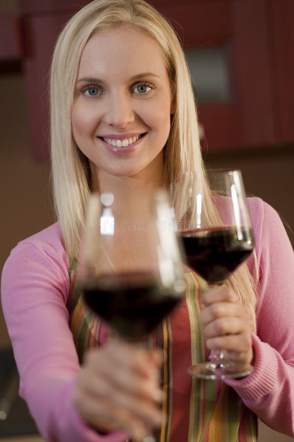 Offering a glass of wine stock image. Image of hair, smiling - 15974721