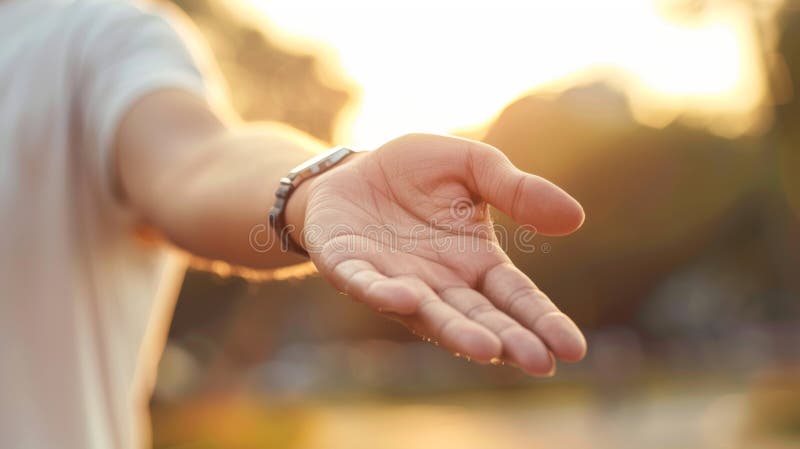 The Offering Hand at Sunset. AI Generated Stock Image - Image of care ...