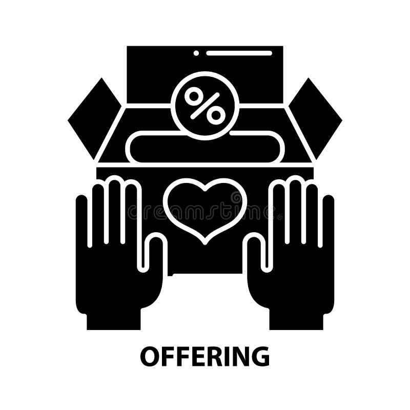 Offering Icon, Black Vector Sign with Editable Strokes, Concept ...