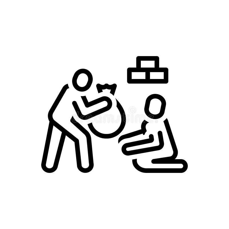 Black Line Icon for Offering, Giving and Taking Stock Illustration ...