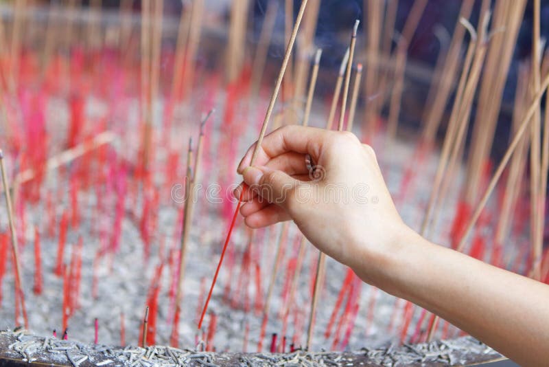 Offering Incense Stick To God in Chinese Temple Stock Image - Image of ...