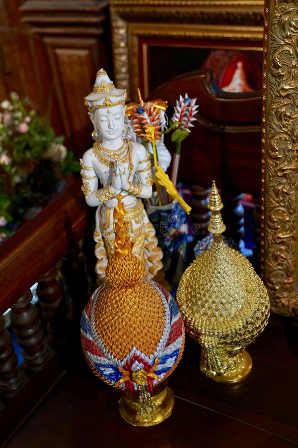 Offering in a thai temple stock photo. Image of buddhism - 239130306
