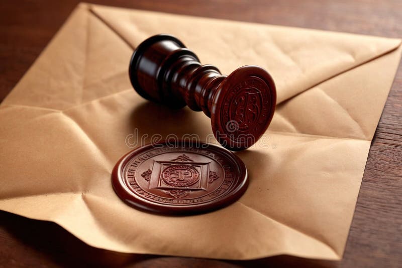 Offical Wax Seal Used To Certify Identity and Authority, on Document ...